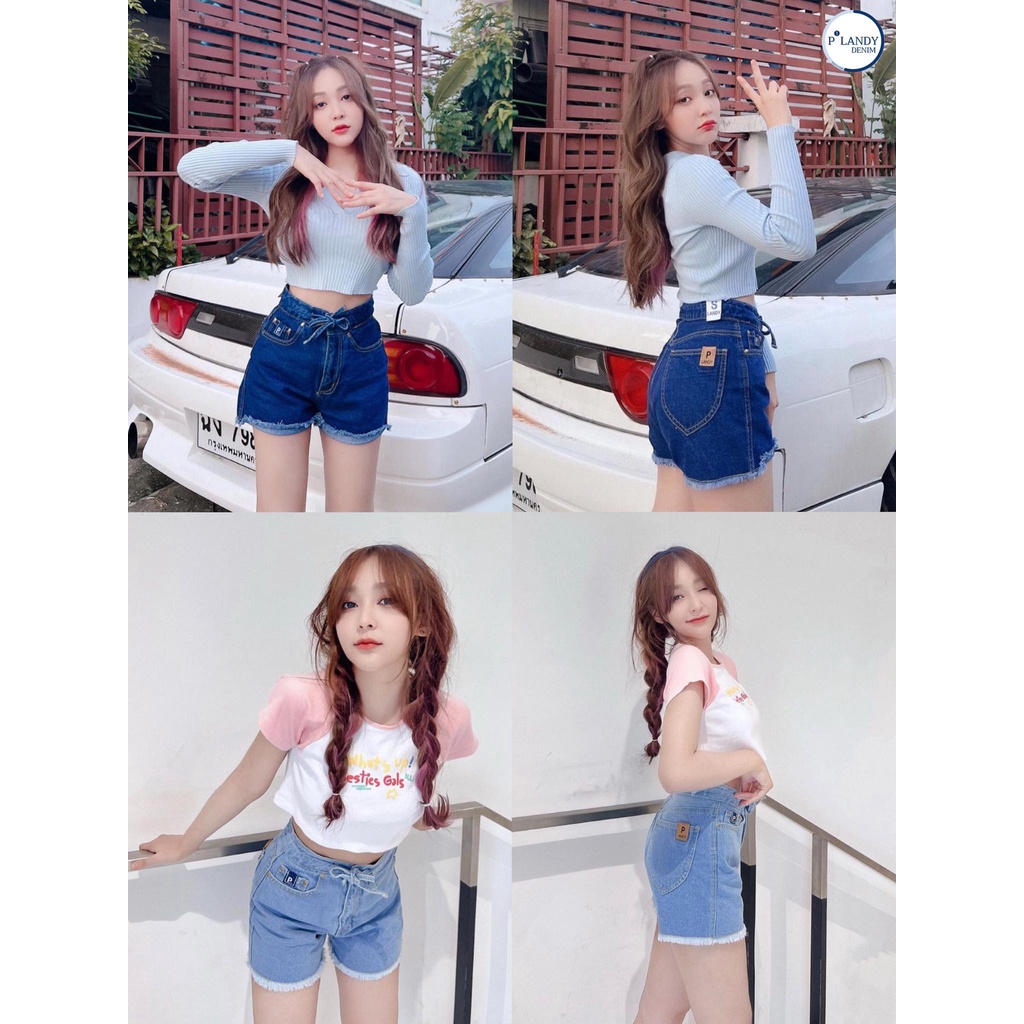 กางเกงยีนส์ขาสั้นขายุ้ย P LANDY DENIM มีเชือกขอบเอวผูก???? ผ้าไม่ยืด ...