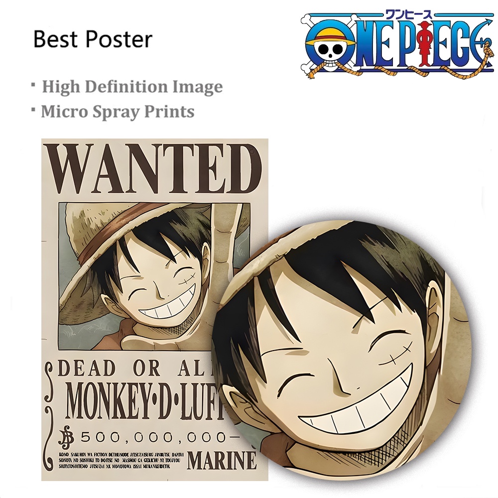 One PieceAnime One iece oster Luffy Wanted Vintage Art Canvas ainting ...