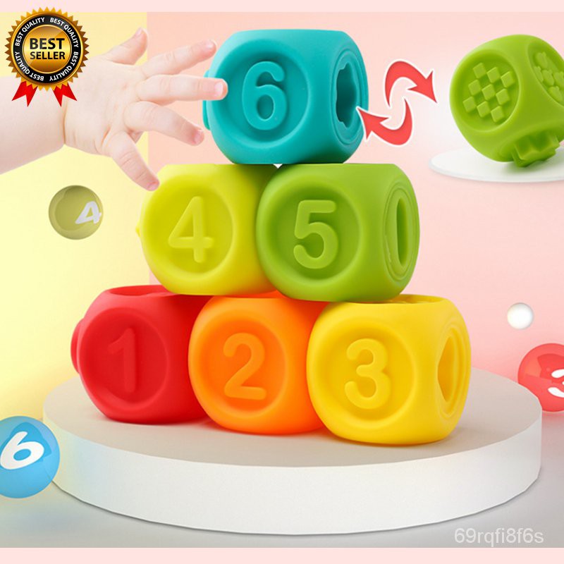 10PCS Baby Soft Toys Stacking 3D Sensory Hand Balls Animal Number Baby ...