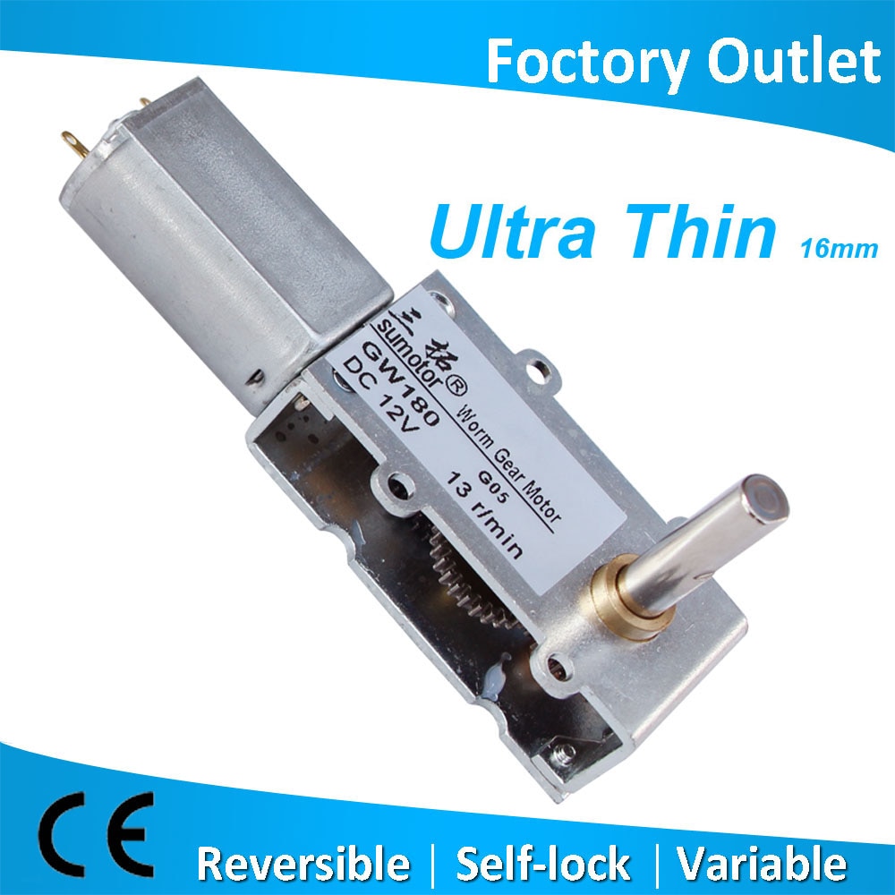 GW180 DC 6V 12V small micro Worm gear motor Low seed High torque Ultra ...