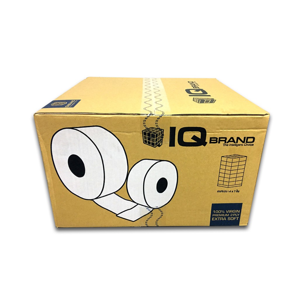 IQ BRAND กระดาษชำระม้วนใหญ่ เยื่อกระดาษบริสุทธิ์100 ไม่มีลาย หนา2ชั้น ...