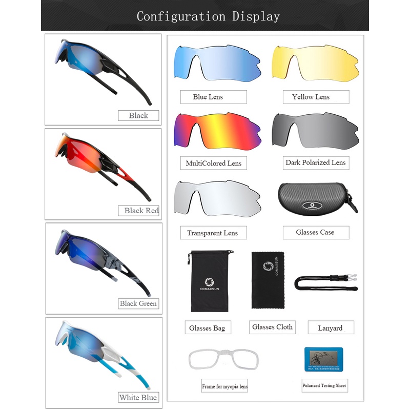 Comaxsun Professional Polarized Cycling Glasses Bike Goggles Outdoor ... Comaxsun Professional Polarized Cycling Glasses Bike Goggles Outdoor ...