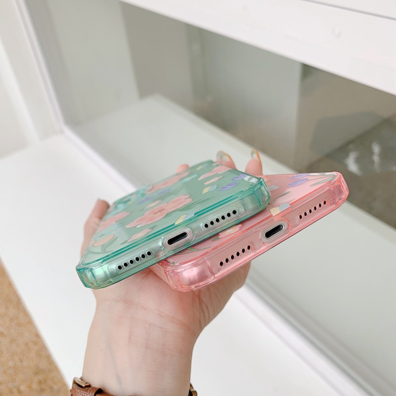 【Ready Stock】Clear Casing Four Corners Drop Resistance Case Cute Flower ...