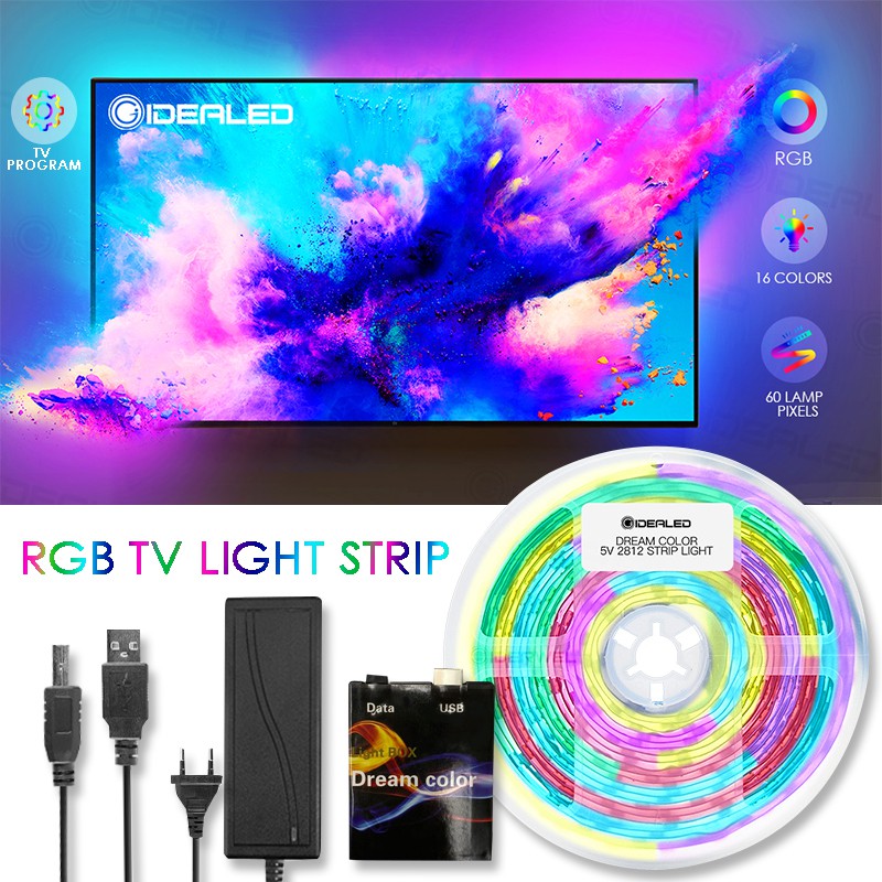 รางปลั๊กไฟ:TV LED Light Stri USB RGB 5V WS2812B Ambient Light Kit for ...