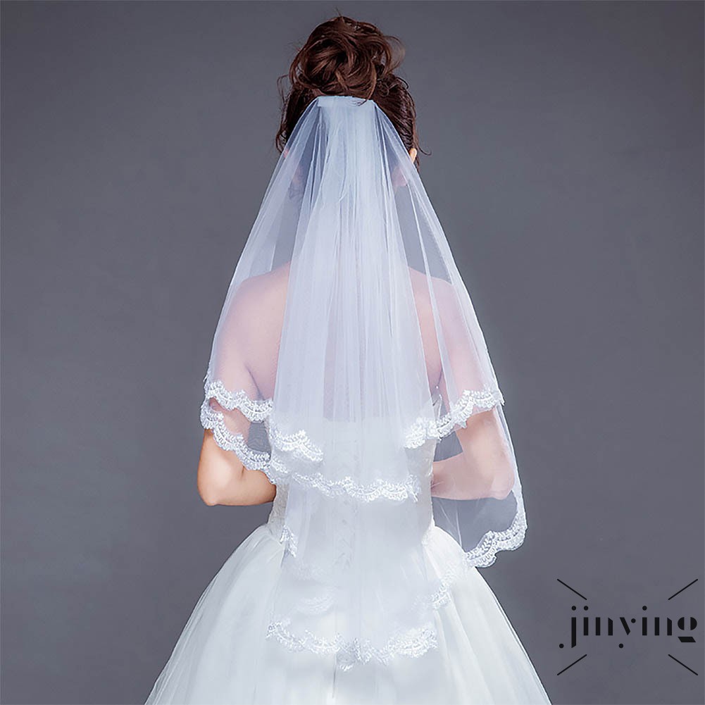 S Wind Double Bridal Veil Beautiful Ivory Cathedral Short Wedding Veils ...