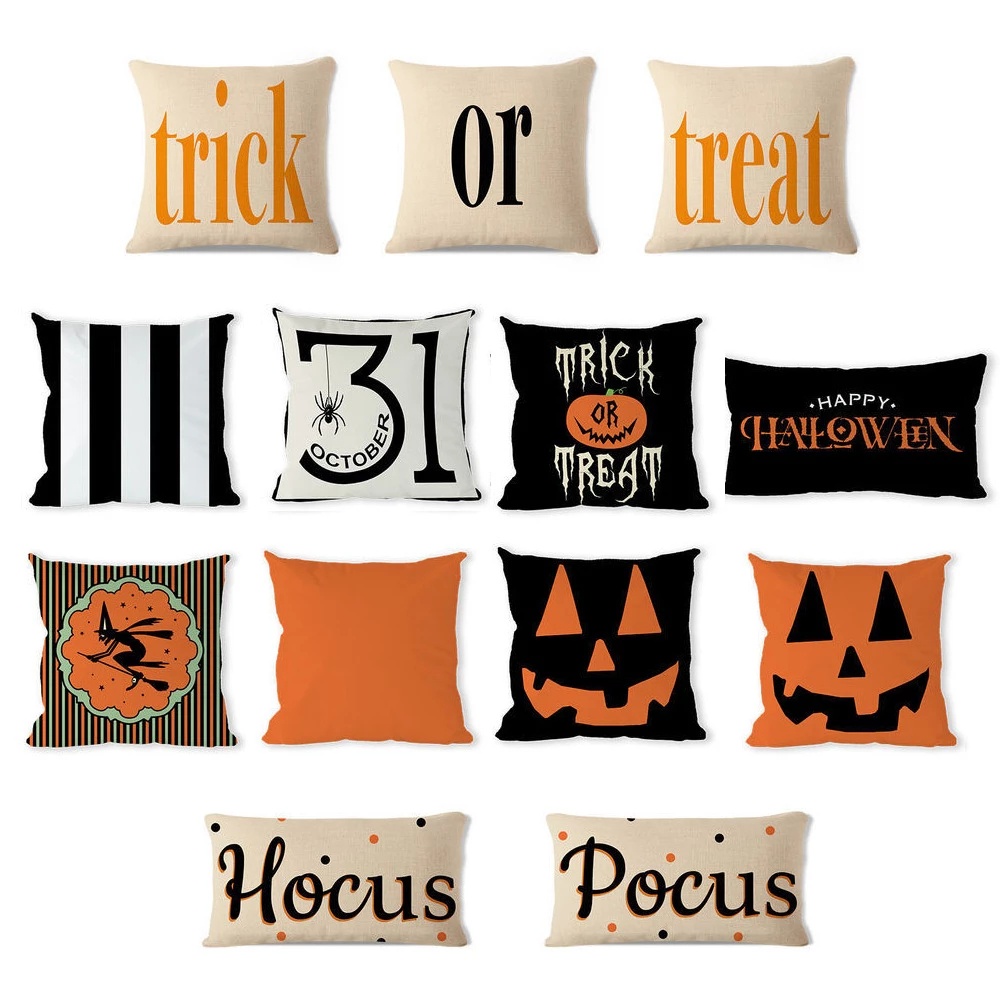 Halloween Pumpkin Witch Trick Or Treat Pillowcase Decoration Linen ...