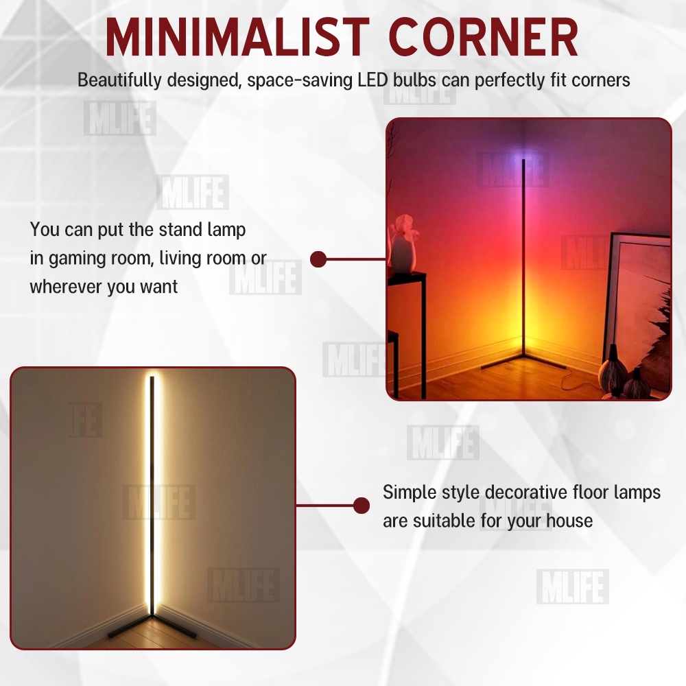 MLIFE - ไฟแต่งห้อง RGB ไฟ LED กระพริบตามจังหวะเพลง ไฟตั้งพื้น ไฟตั้ง ...