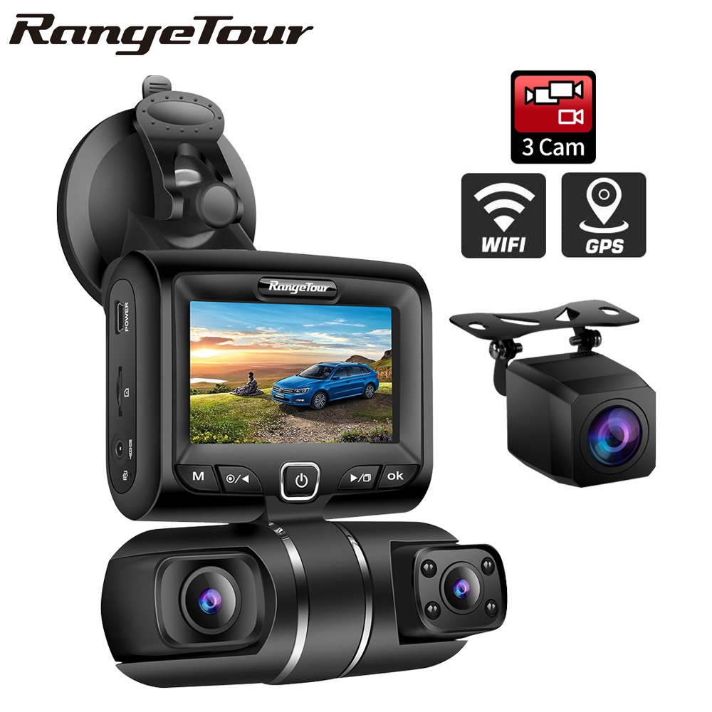 3 Channel 2K 1080P 1080P Dash Cam WiFi GPS Logger Night Vision 3 Camera ...