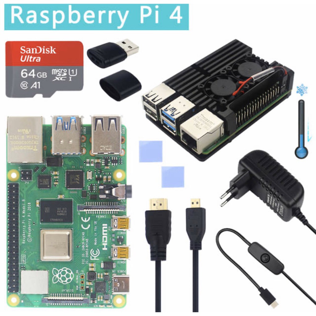 พร้อมส่ง Raspberry Pi 4 Model B (4GB) เซตพร้อมพัดลมระบายอากาศ SD ...