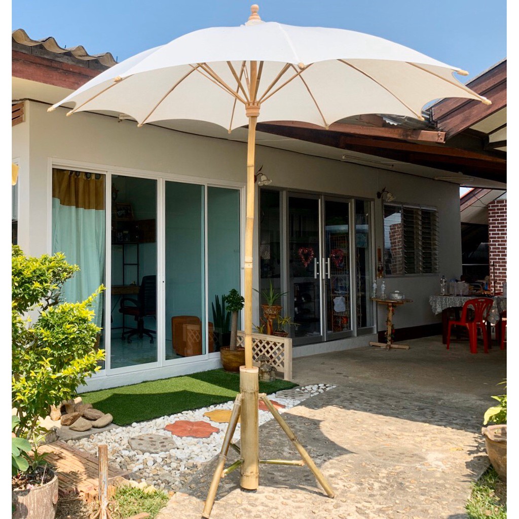 [เก็บเงินปลายทาง] ขนาด 40 นิ้ว ร่มสนาม ร่มสปา ร่มผ้าดิบ สีขาว #ร่ม ...