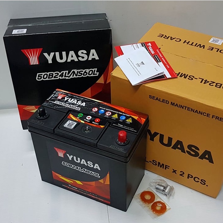แบตเตอรีรถยนต์ YUASA รุ่น 50B24L-SMF 12V.45Ah สำหรับรถเก๋ง ซีวิค วีออส อัลติส ยาริส มาสด้า2 ...