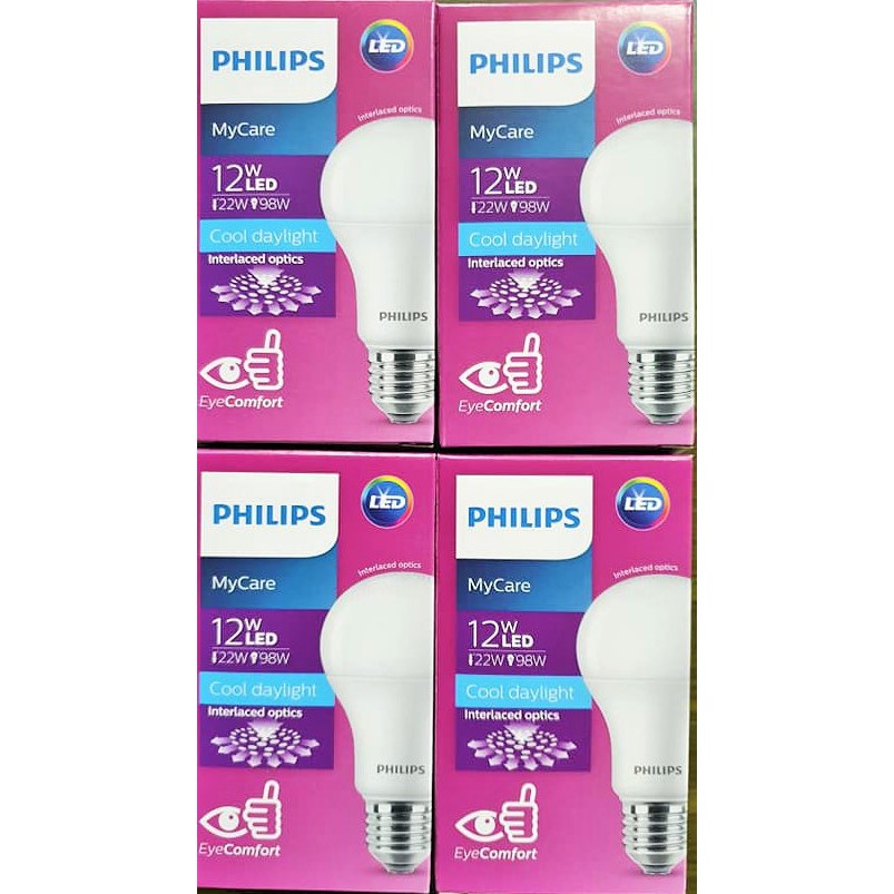 หลอดไฟ LED PHILIPS ขั้วE27 12w Cool daylight (แสงขาว) รุ่น MyCare(แพ็ค 4 ดวงต่อ1ชุด) | Shopee ...