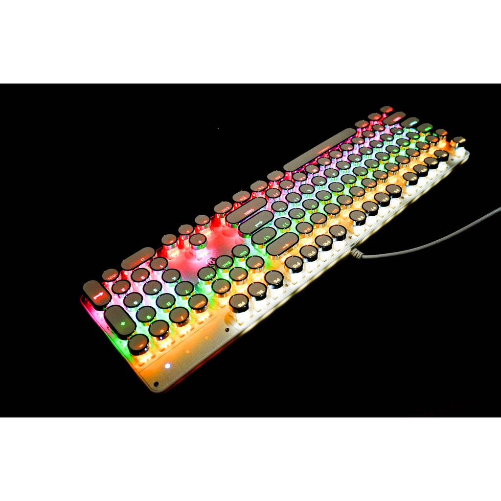 Delog Keyboard Vintage Mechanical RGB คีย์บอร์ดรูปทรงพิมพ์ดีด ปุ่มกลม ...
