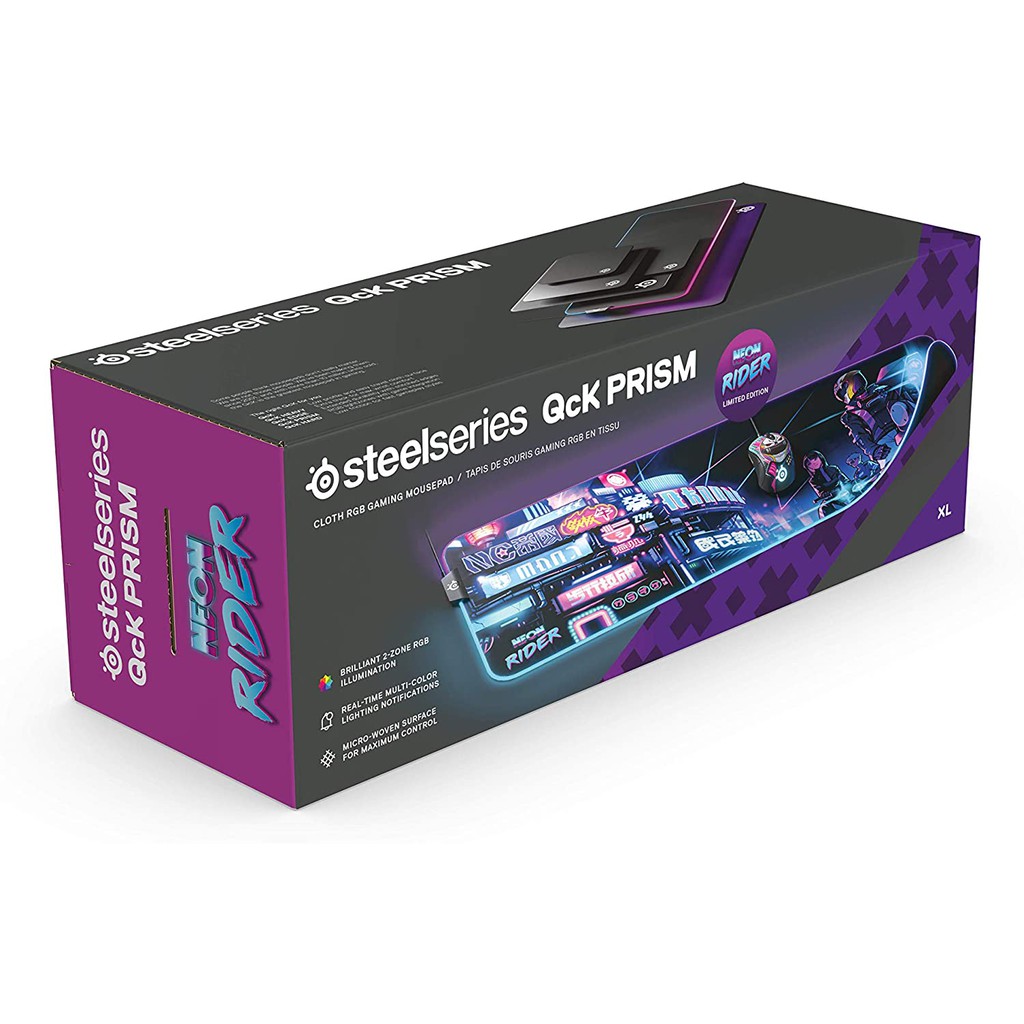SteelSeries แผ่นรองเมาส์ เกมมิ่ง RGB รุ่น QcK Prism Cloth Neon Rider ...