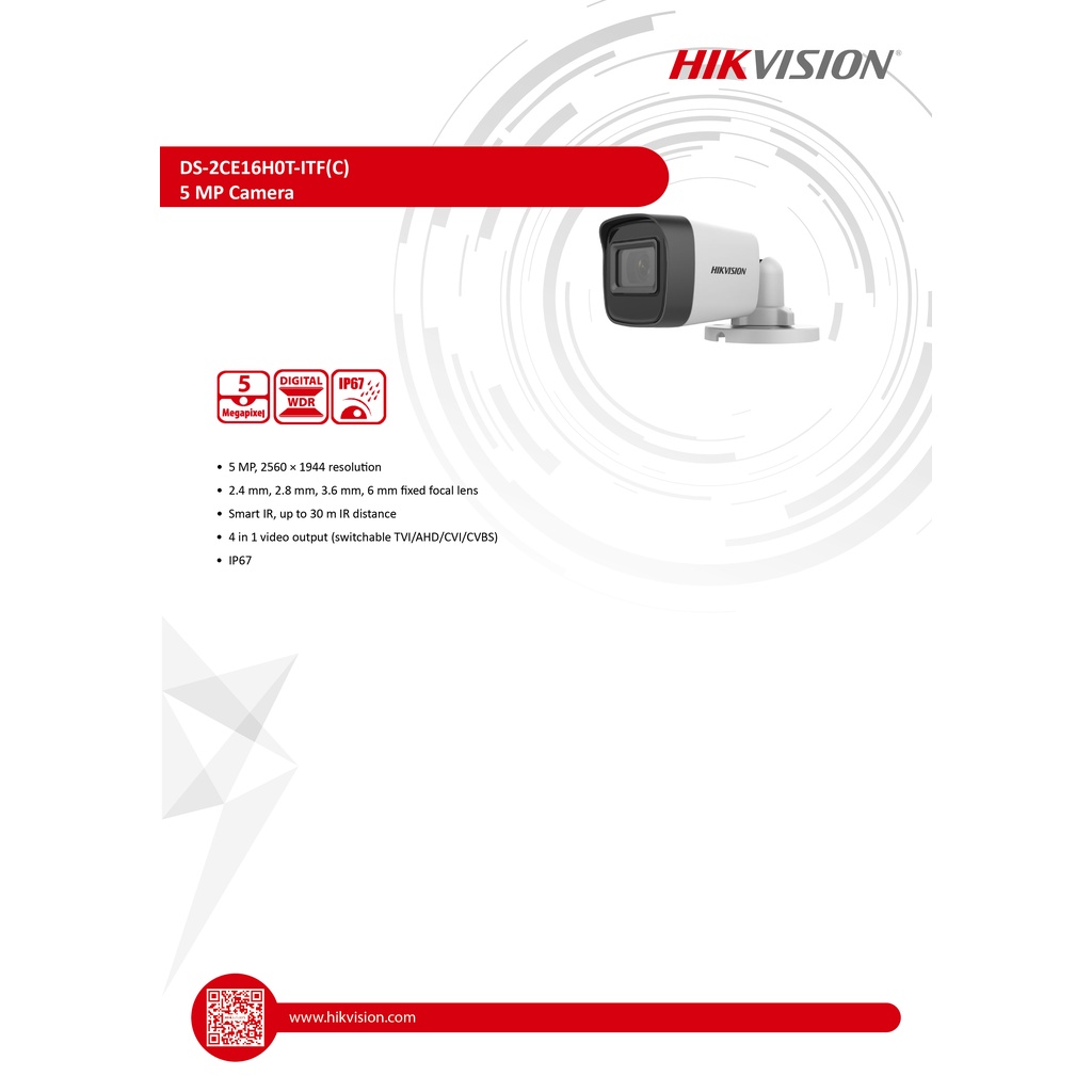 HIKVISION HDTVI 5 MP SET 4 CH - DS-2CE16H0T-ITF x4 (3.6 mm) DS-7204HUHI ...