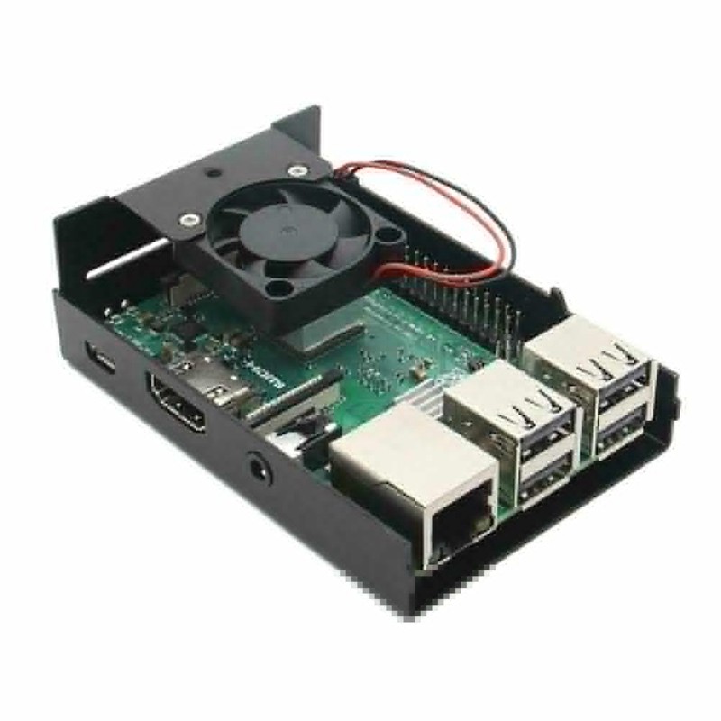 เคสโลหะสำหรับ Raspberry Pi 3 B + / 3 Model B with Cooling Fan ( สีดำ ...