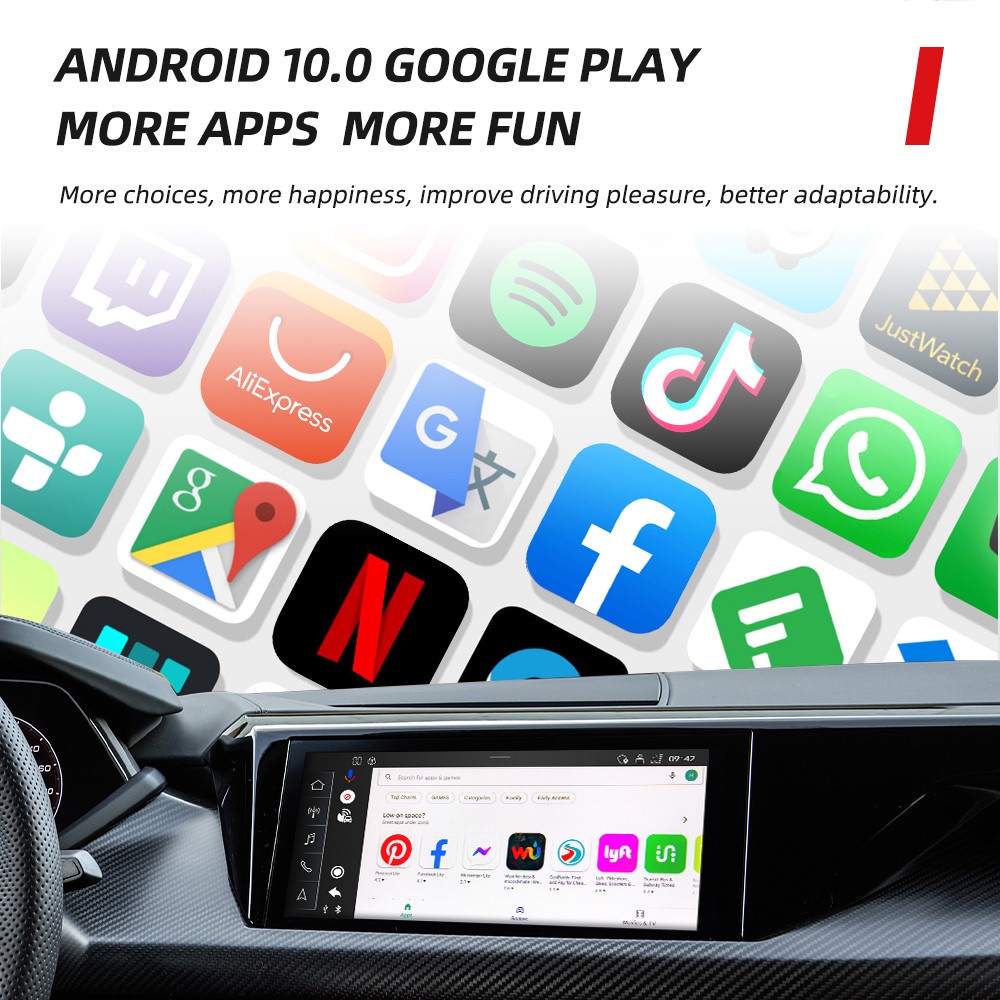 อะแดปเตอร์เครื่องเล่นวิดีโอไร้สาย Android 10 System Z4 Carplay Ai mini ...
