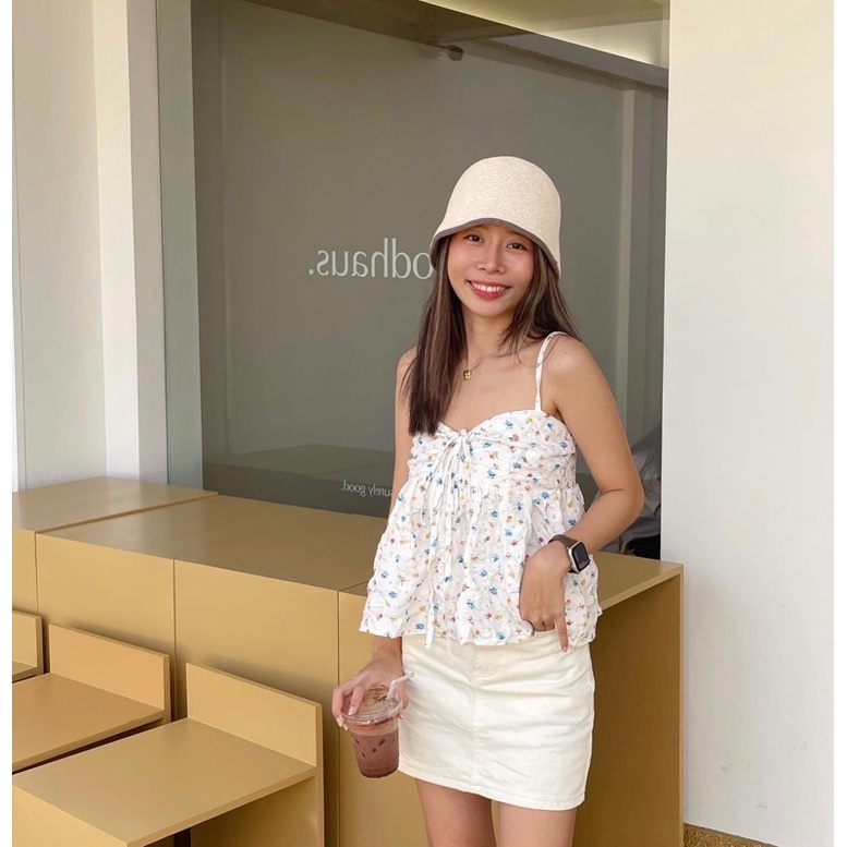 พรี 7 วันBonnie Goods Bunny Top สายเดี่ยวสีครีมลายดอกไม้ - bonnie.goods ...