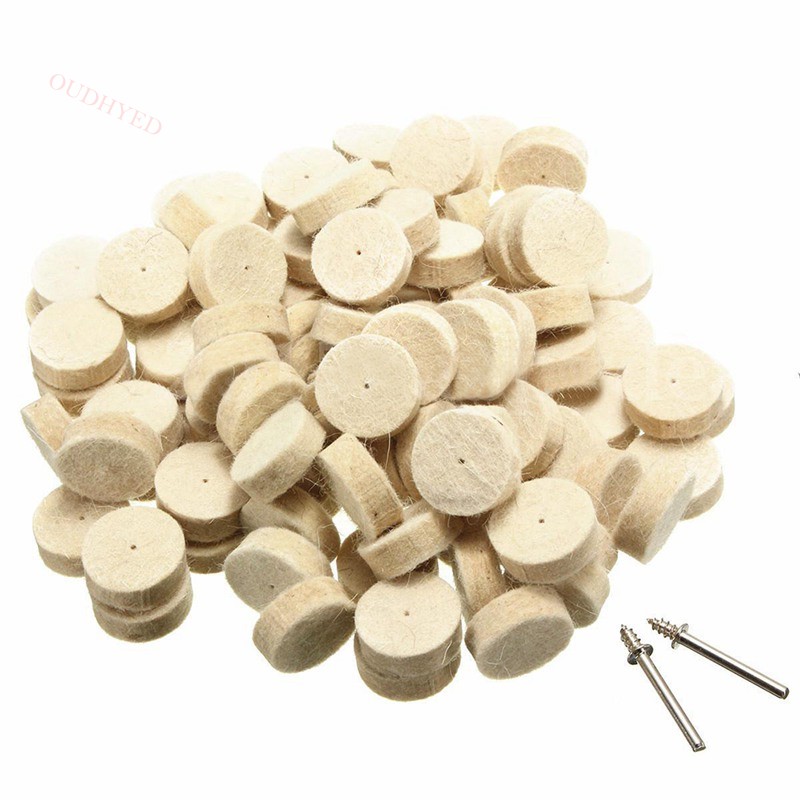 100x 25mm Wool Felt Polishing Buffing Round Wheel Tool - oudhyed.th ...