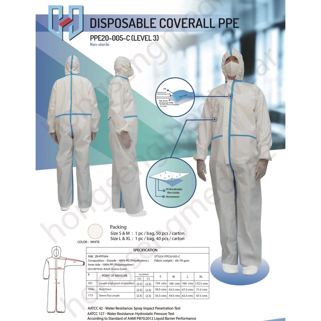 Coverall PPE Suit Level 3 | Shopee Thailand