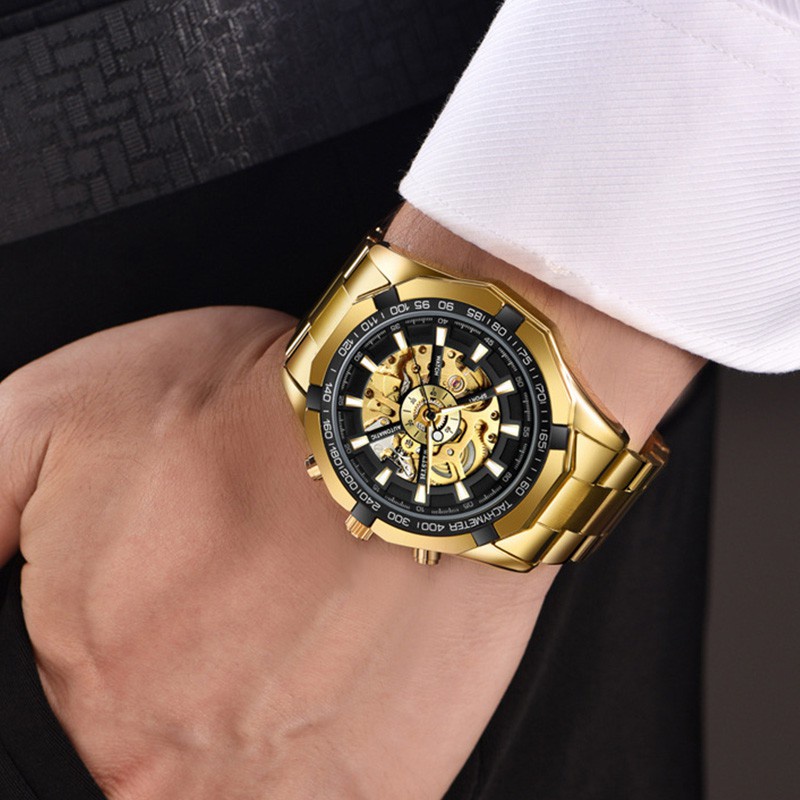 Authentic Automatic Watch Men Waterproof Luminous Stainless Steel ...