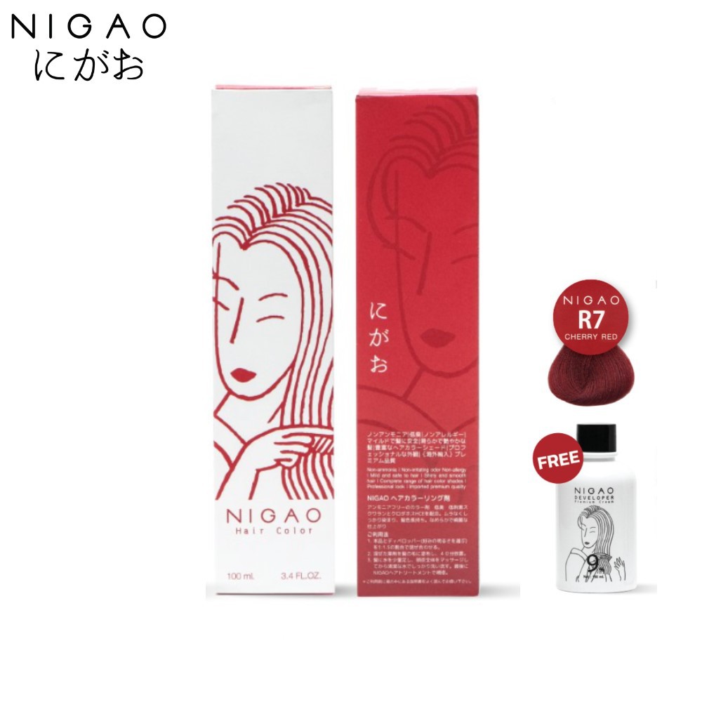 NIGAO Hair Color R7 (นิกาโอะ ครีมเปลี่ยนสีผม สีย้อมผม แดงเชอร์รี่ ...