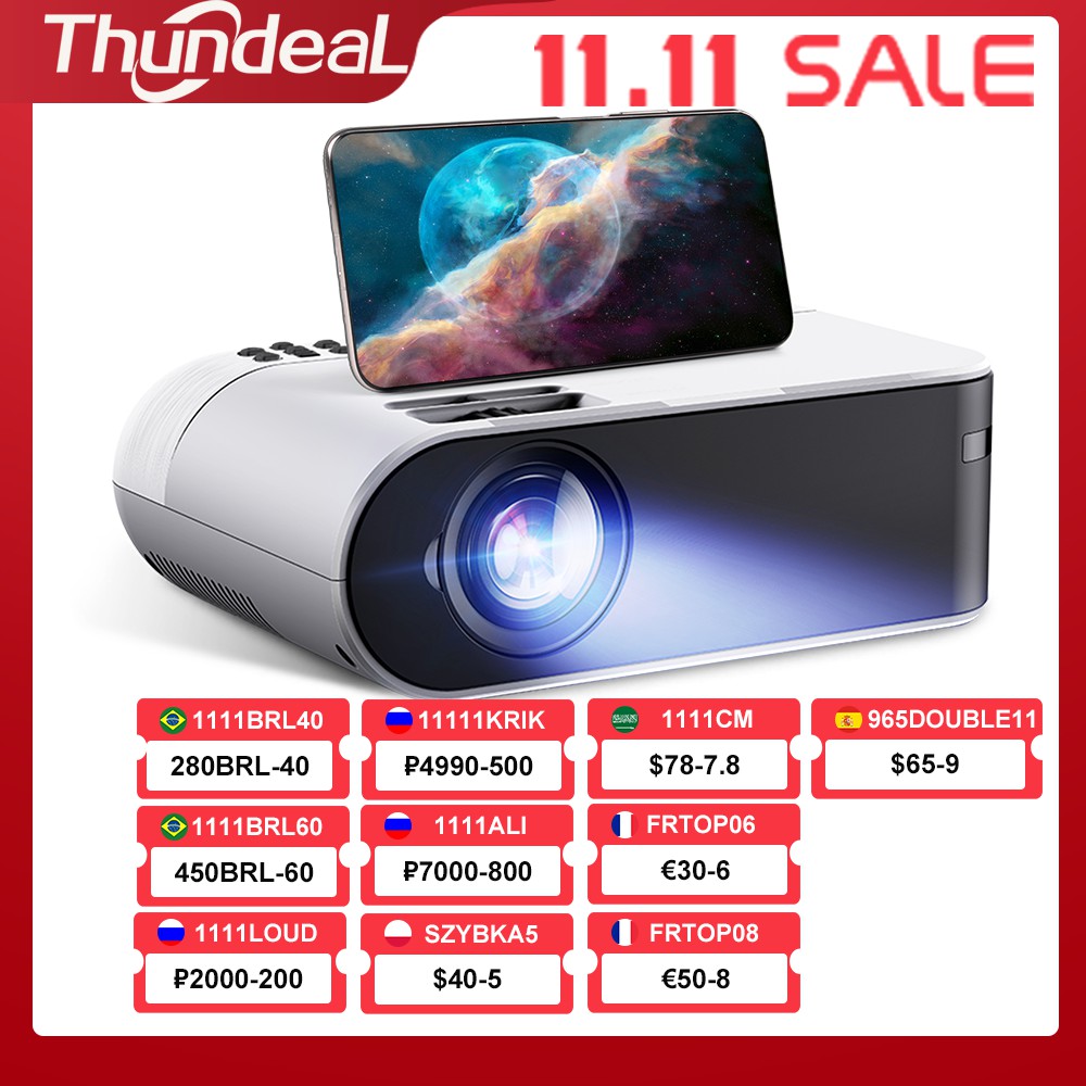 ThundeaL TD60 Mini Projector Portable WiFi Android 6.0 Home Cinema for ...