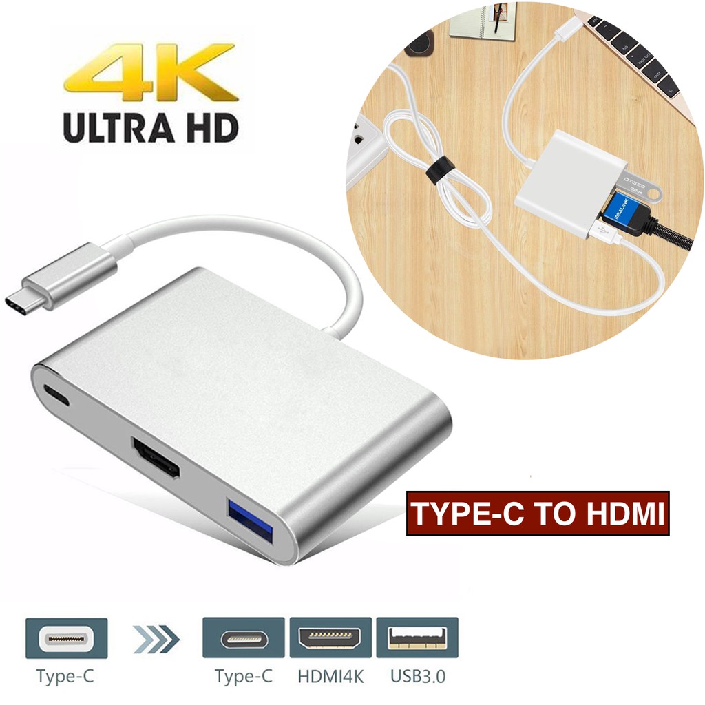 USB 3.1 Type C to HDMI 4K Multiport AV Converter with USB 3.0 Port and ...