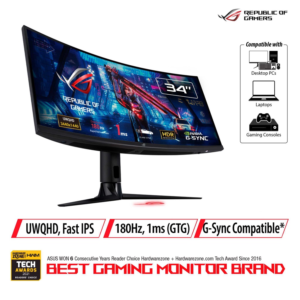 ASUS ROG Strix XG349C Curved Gaming Monitor – 34inch UWQHD (3440 x 1440 ...