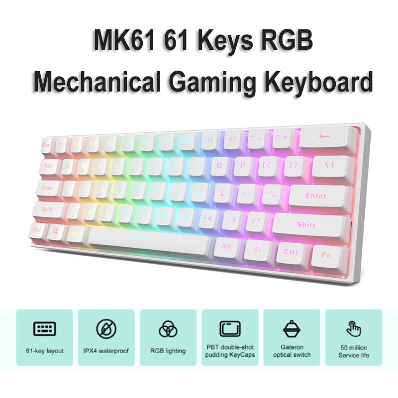 แป้นพิมพ์：MK61 61 Keys BT Keyca Mechanical Gaming Keyboard RGB ...