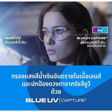 ตัดเลนส์ เลนส์ Essilor Sapphire Blue UV Capture HR Crizal Easy Pro ...