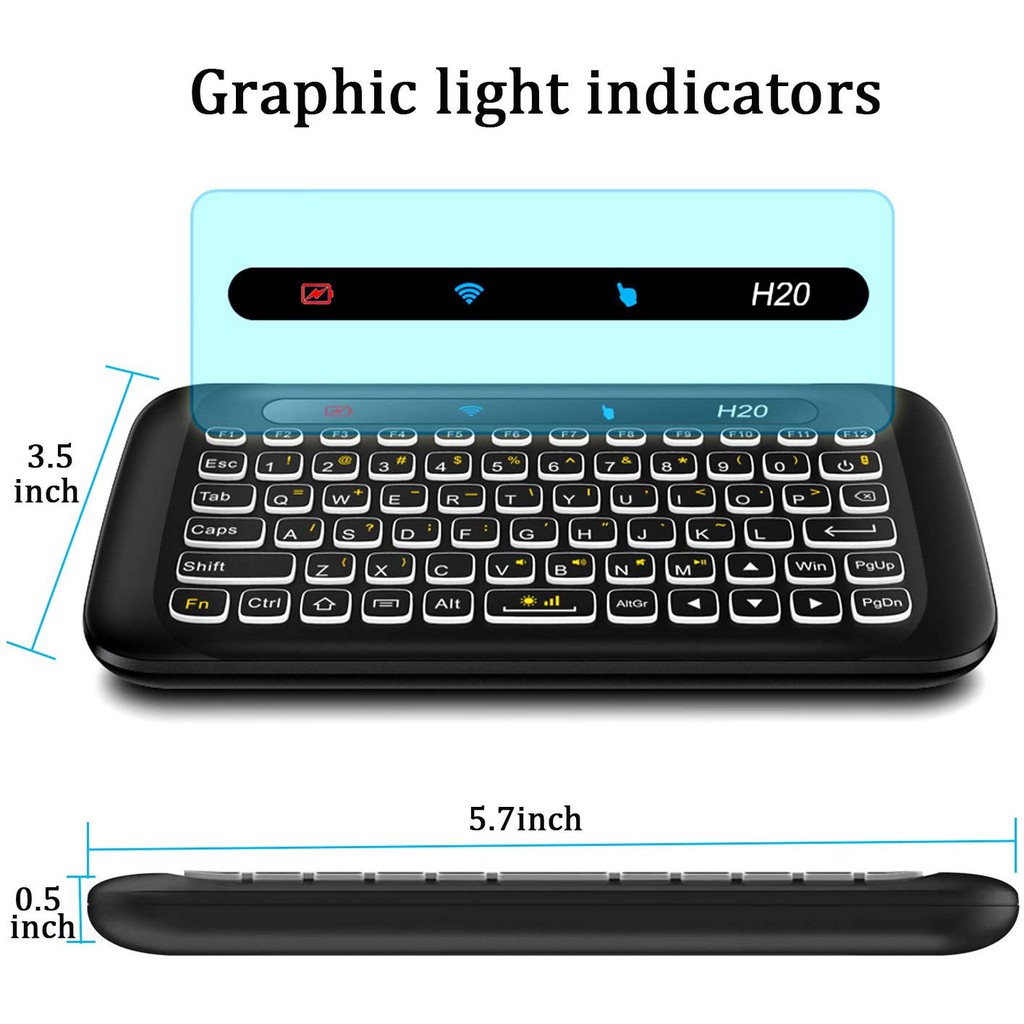 Mini Wireless Keyboard,H20 Mini Keyboard with Touchpad,Colorful Backlit ...