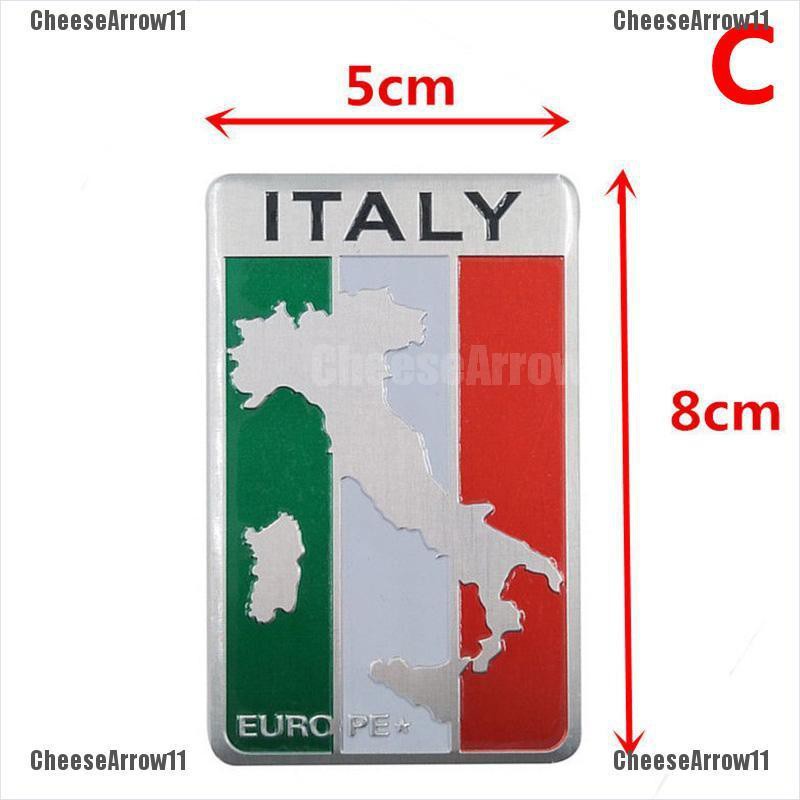 CheeseArrow Aluminum 3D Metal ITALY Italian Flag Sticker Emblem Badge ...