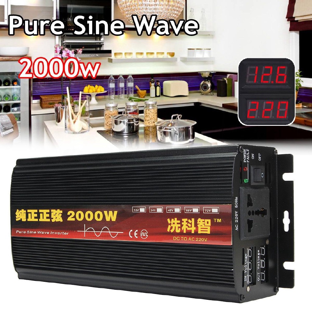 อินเวอร์เตอร์พลังงานแสงอาทิตย์ uduerlot dc 12v24 v to ac 220 v 2000 w - kuduer.th - ThaiPick