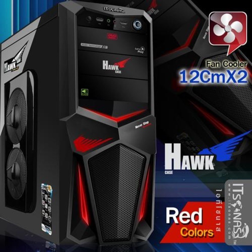 ITSONAS Computer case Hawk (Black-Red) | Shopee Thailand