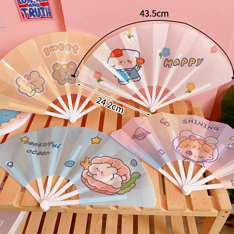 Cartoon Folding Fan Cute Small Folding Fans Portable Mini Korean ...