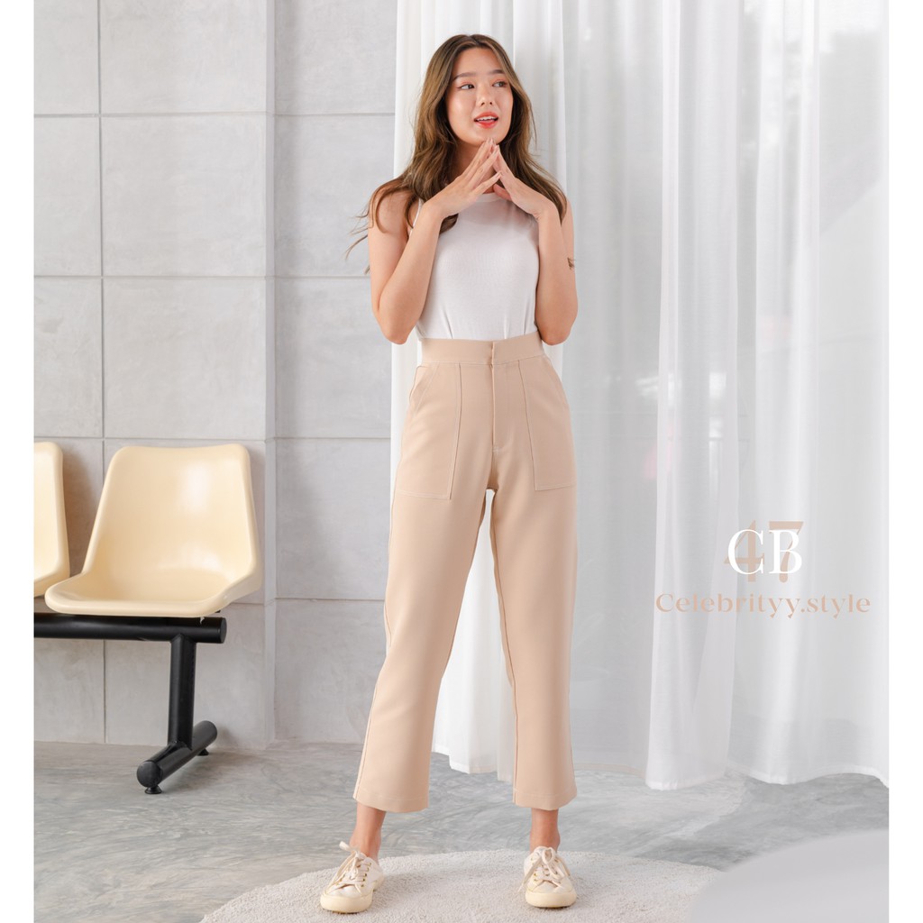 Celebirtyy.style CB47 กางเกงขายาว เอวสูง ทรงกระบอก - celebrityystyle ...