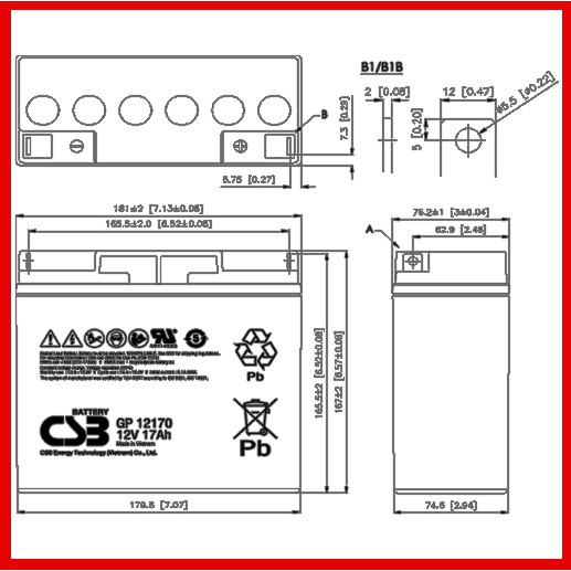 CSB Battery รุ่น GP12170 -12V 17Ah- ใช้กับเครื่องสำรองไฟ (UPS) APC และ ...
