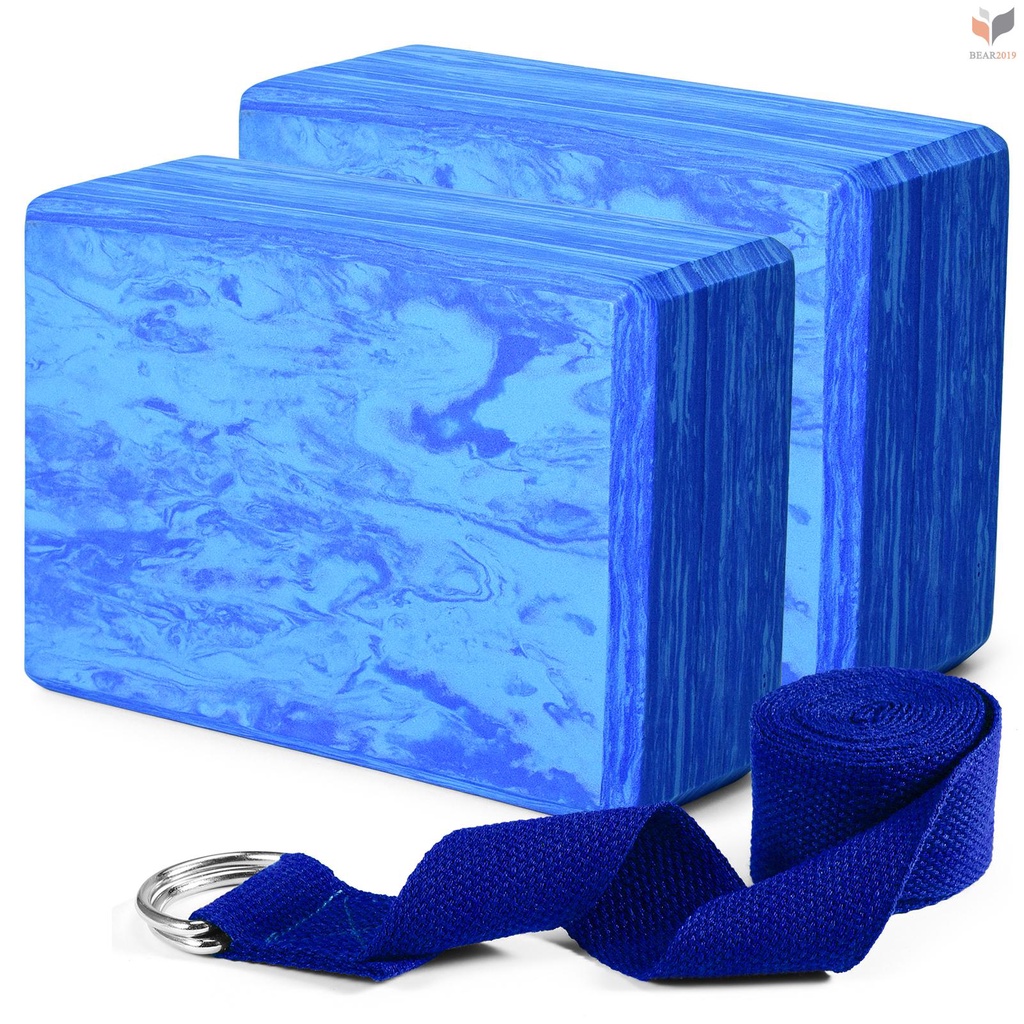 Bear Cod Eva บล็อกโยคะ 2 ชิ้นพร้อมสายคล้องยืดหยุ่นสําหรับเล่นโยคะพิลา ...