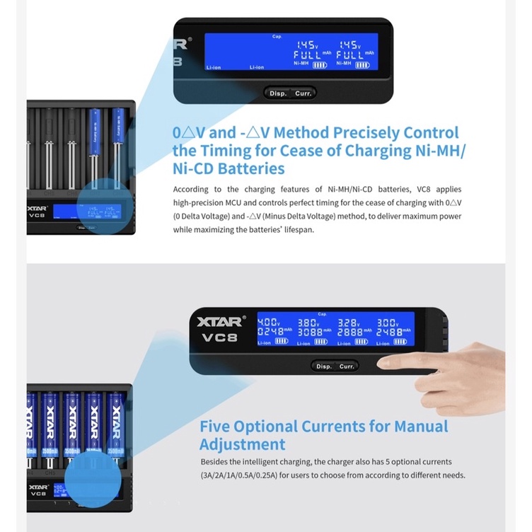 เครื่องชาร์จถ่านXTAR VC8 ของแท้เช็คโค๊ดได้ (สามารถชาร์จถ่าน21700ได้ ...