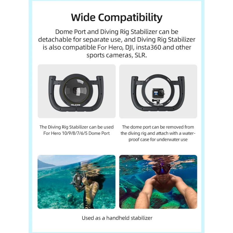 Telesin Diving Rig Stabilizer Dome Port Kit for GoPro Hero - telesin ...
