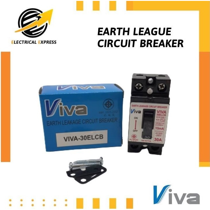 VIVA เบรกเกอร์กันดูด 2P 30A (Earth Leakage Circuit Breaker) เบรกเกอร์ ...