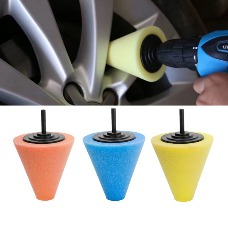 1 Pcs Car Polishing Sponge Conical Shape Wheel Hub Tool Auto Burnishing ...