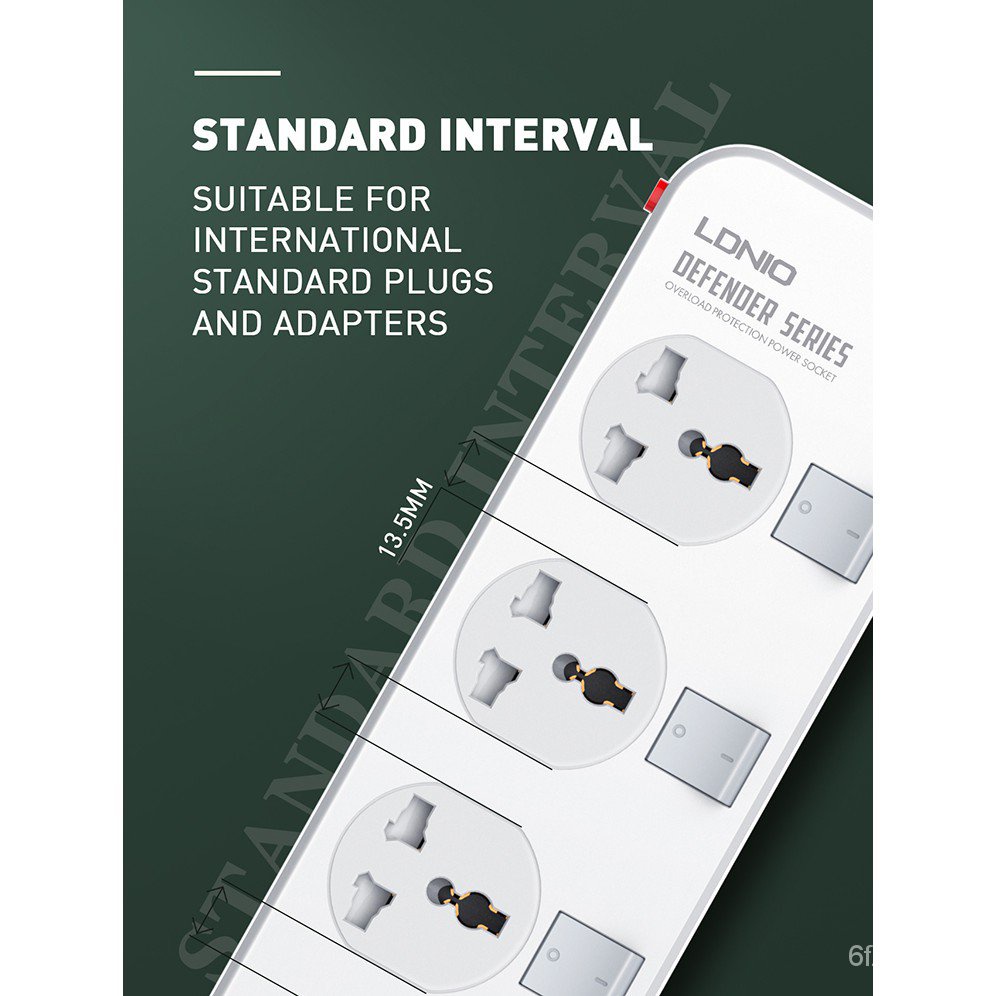 2021ORIGINAL LDNIO SC 4408 Power Strip 4 Socket & USB Output 3.4A 2m UK ...
