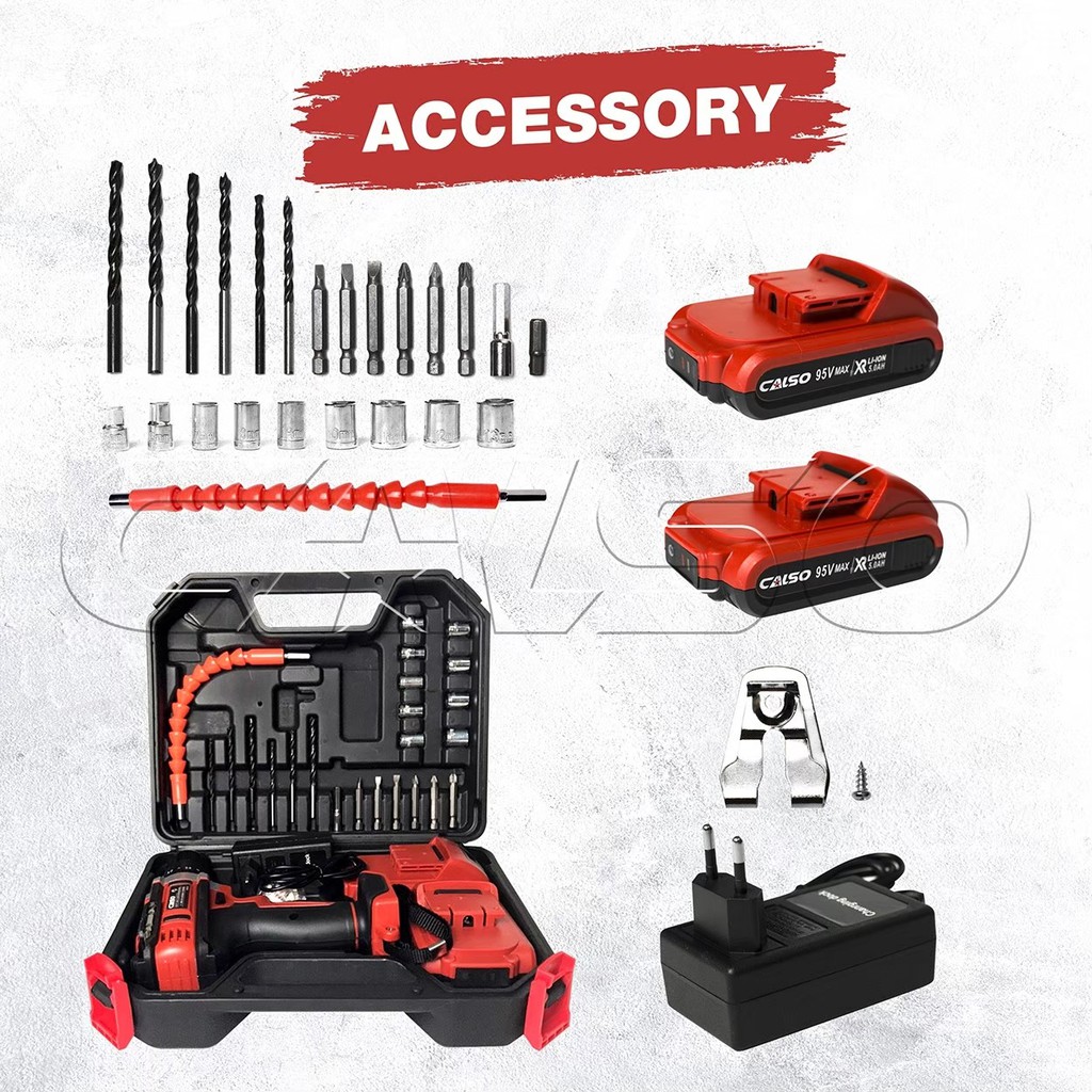 CALSO สว่านไร้สาย สว่านแบต 95 V 3 ระบบ โมเดลใหม่ทันสมัย เหน็บกระเป๋าได้ มีระบบกระแทก แบตเตอรี่ ...