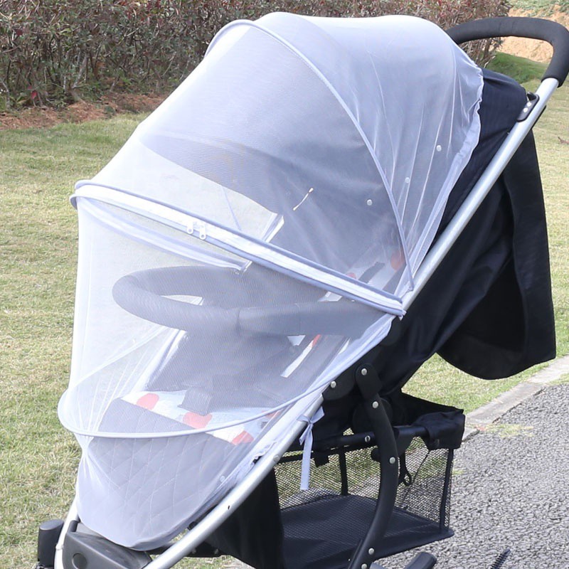Folding Portable Black Polyester Full Cover Pram Net Baby Stroller ...