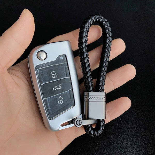 Car Metal Keychain Vachette Clasp Knitting PU Lanyard Car Keyring Key ...