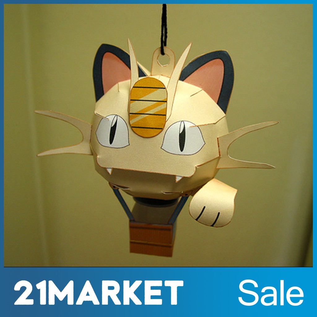 ของเล่นโมเดลกระดาษเหมียวโปเกม่อน pokemon meowth balloon Papercraft ...