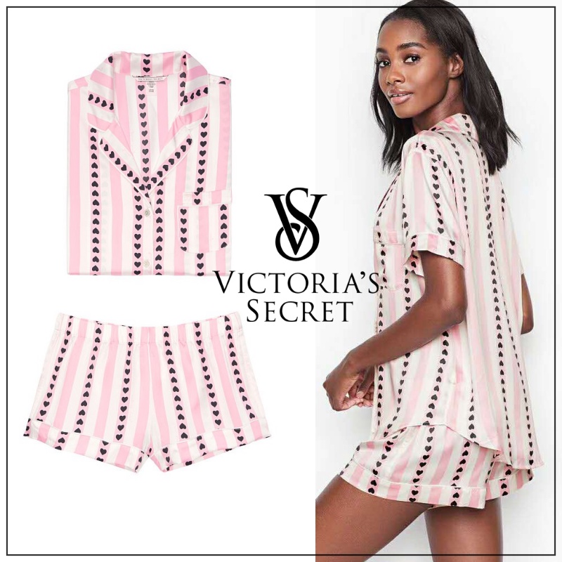 ️Pre-Order Victorias Secret The Satin Boxer PJ Pink Stripe-heart ...