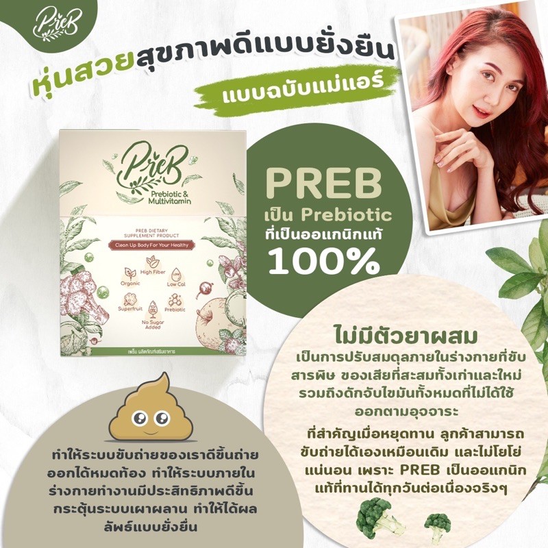 (เจ้าของแบรนด์ขายเอง) PREB Prebiotic ของแท้ 100 ลดกรดไหลย้อน ท้องอึด ปรับสมดุลการขับถ่าย ปรับ ...